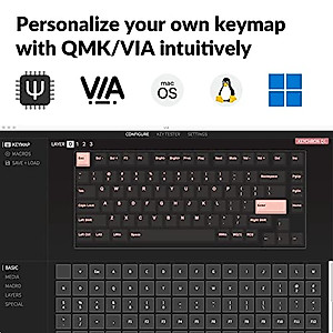 Keychron Q1 RGB Wired Custom Mechanical Keyboard, 75% Layout QMK/VIA Programmable Macro with Hot-swappable Gateron G Pro Blue Switch Double Gasket Compatible with Mac Windows Linux (Blue) -Version 2
