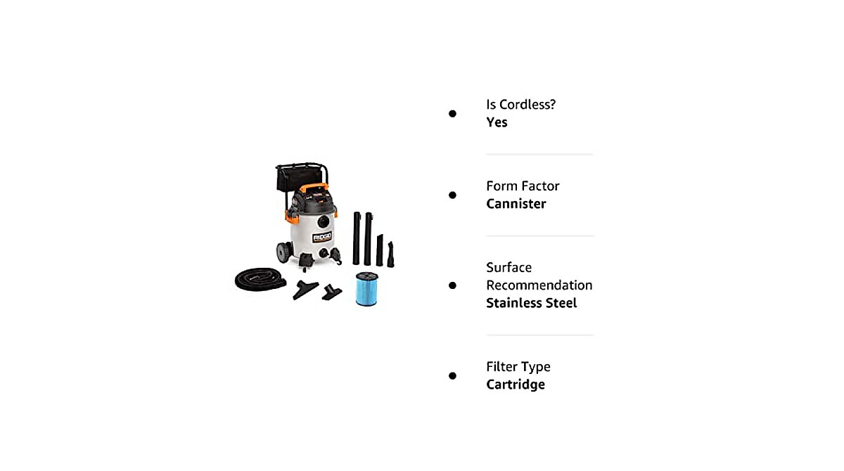 RIDGID 16 Gal Stainless Steel Wet/Dry Vac - Powerful & Mobile