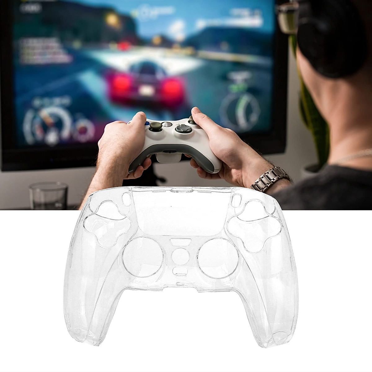Gamepad Case for PS5 Controller, Clear Controller Skin Anti-Slip Silicone Rubber Cover for PS5, Gamepad Handle Grip for PS5 Controller