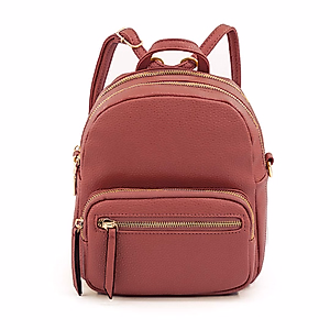 Emperia Klara Small Faux Leather Mini Backpack Casual Daypack 3 Way Carry Lightweight Rucksack Convertible for Women Red