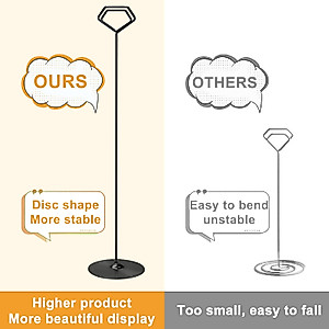 Urban Deco 16PK Table Number Holders 12 Inches Diamond Place Card Holder Metal Table Card Holders, Picture Holders For Tables, Card Holder Stand For Wedding Décor - Black Sign Holder