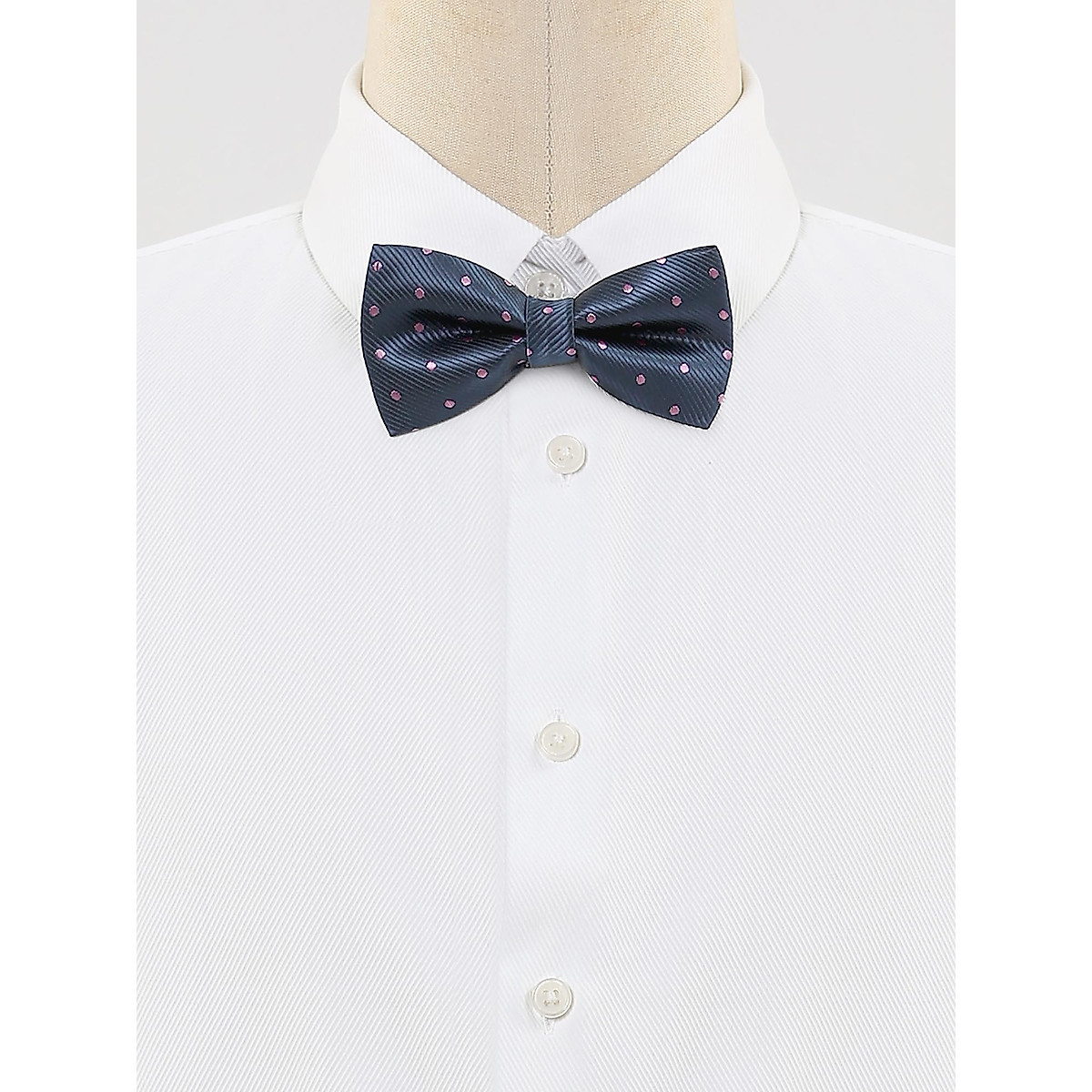 Allegra K Men's Pre-Tied Adjustable Polka Dots Neck Ties Tuxedo Work Party Prom Bowtie One Size Navy Blue Pink