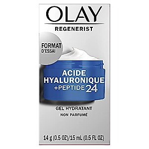 Olay New Regenerist Hyaluronic + Peptide 24 Gel Face Moisturizer, Fragrance-Free, Trial Size.5 oz