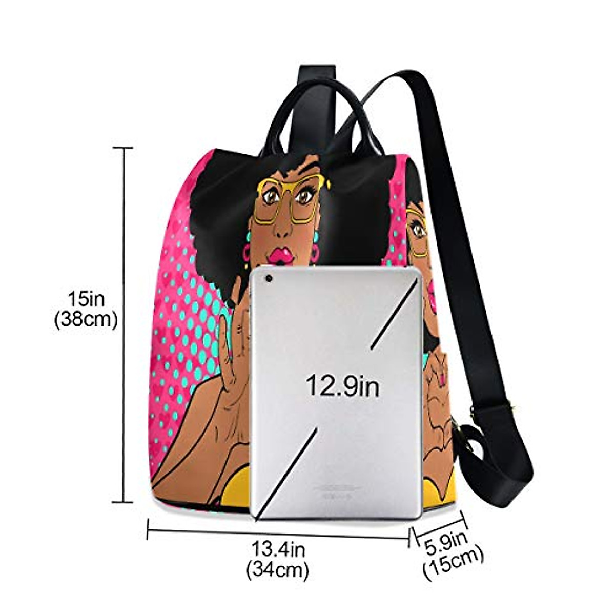 ALAZA Young African American Woman with Lips Backpack with Keychain for Woman