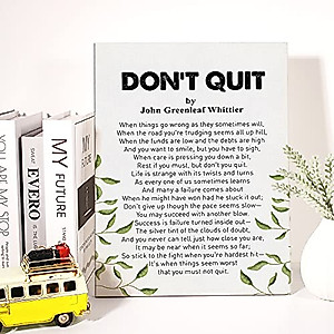 Canvas Wall Art Inspirational Don't Quit Poem Canvas Print Positive Painting Home Wall Decor Framed Gift 12x15 Inch