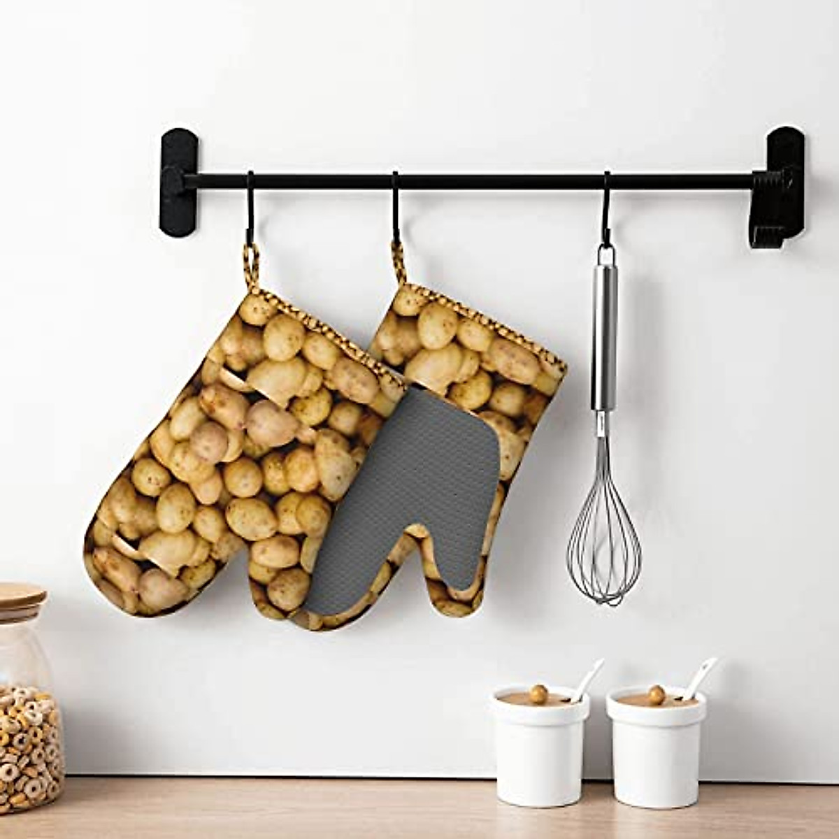 Garden Potatoes Silicone Padded Oven Gloves Silicone Non-Slip Cooking Gloves Grill Gloves Pot Holders for Cooking Baking Grilling