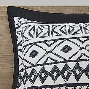 Urban Habitat Larisa Cotton Comforter Set-LuxeTraditional Design All Season Cozy Bedding with Matching Shams, Decorative Pillow, Full/Queen, Reversible Medallion Black 7 Piece