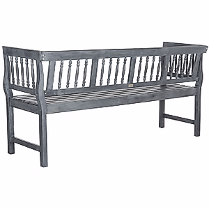 Safavieh PAT6732B Outdoor Collection Brentwood Bench, Ash Grey