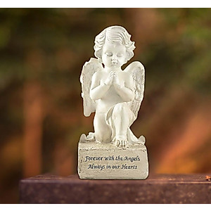 Artisan Flair Praying Angel Figurines,Resin White Cherubs Statues,Home Garden Memorial Angel Sculpture-6.5 Inch