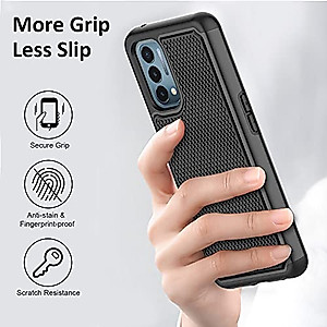 for OnePlus Nord N200 5G Case: Heavy Duty Shockproof Protective Phone Case [2 Tempered Glass Screen Protector] Anti-Slip Textured Hard Cover + Soft Silicone Rubber Bumper, Military Armor Case - Black