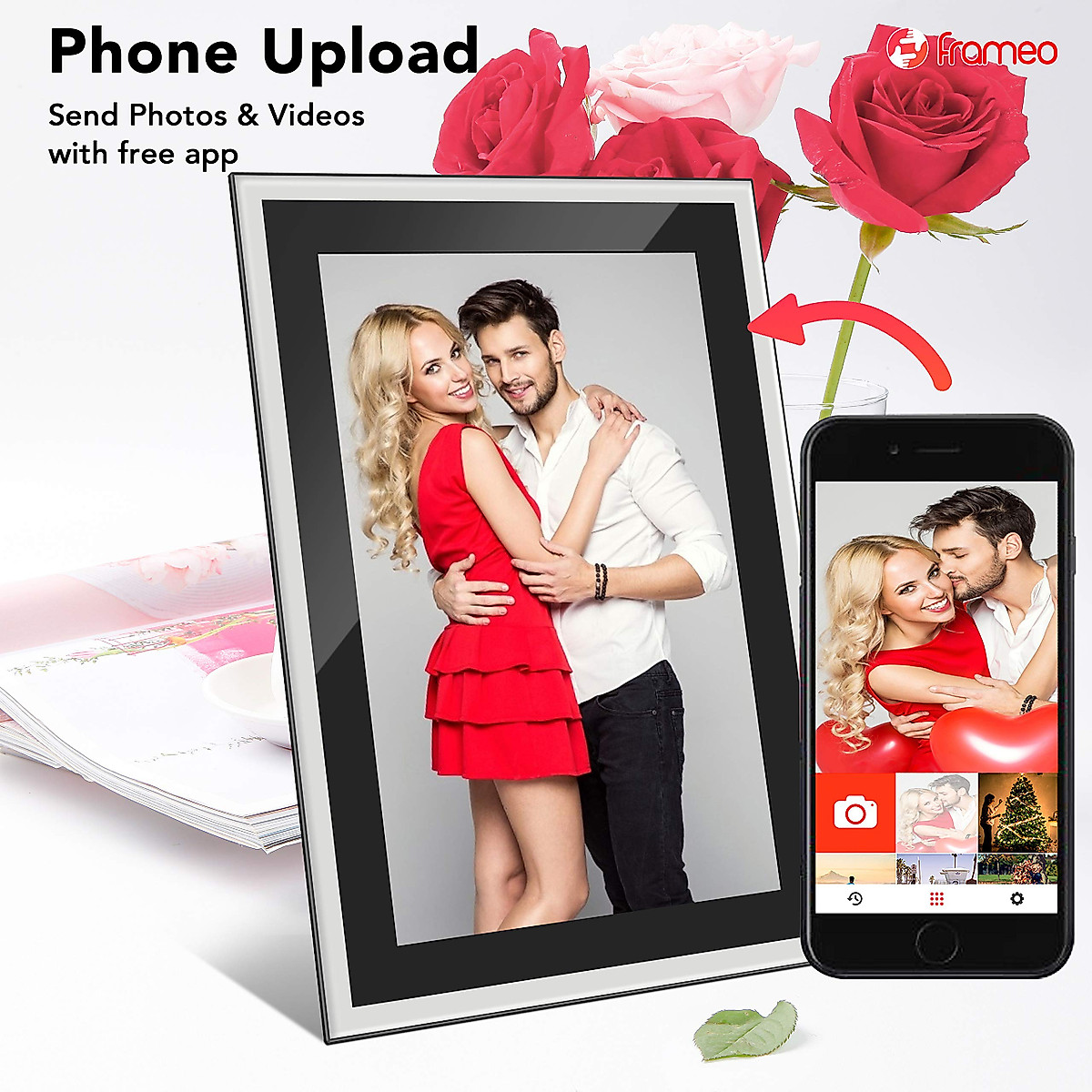 Feelcare Digital WiFi Picture Frame 10 inch, Send Photos or Videos from Anywhere, 5GHZ WiFi,16GB Storage,1920x1200 IPS FHD Display,Touchscreen for Easy Navigation