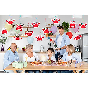 24 Pcs Crab Hanging Swirls Crab Party Decorations Crab Spirals Crab Ceiling Decorations Crab Party Supplies for Crab Birthday Party Ocean Decorations