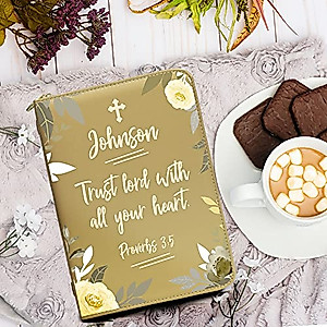 10x7 Inch Personalized Bible Cover – Create Your Own Design, Custom Bible Cover and Carrying Case with Handle – Leatherette Book Covers and Bible Case for Women - Gold (Design 2)