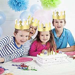 LOCOLO 30 Pieces Gold Paper Party Crowns (2 Style), Paper Crown for Birthday Party Baby Shower Photo Props