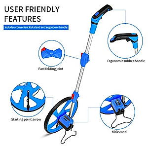 Zozen Measuring Wheel, Measure Wheel, Wheel Measuring Tool, Rolling Tape Measure Wheel - 3-Sections Collapsible with Backpack [Up To 10,000Ft]| 12’’ Diameter Wheel - Adapt to various roads.