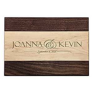 Personalized Laser Engraved Two Tone Maple And Walnut Cutting Board