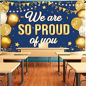 KatchOn, Blue We are So Proud of You Banner - XtraLarge, 72x44 Inch | Graduation Banner, Congratulations Decorations | Graduation Backdrop 2024, Graduation Decorations Class of 2024 Blue and Gold