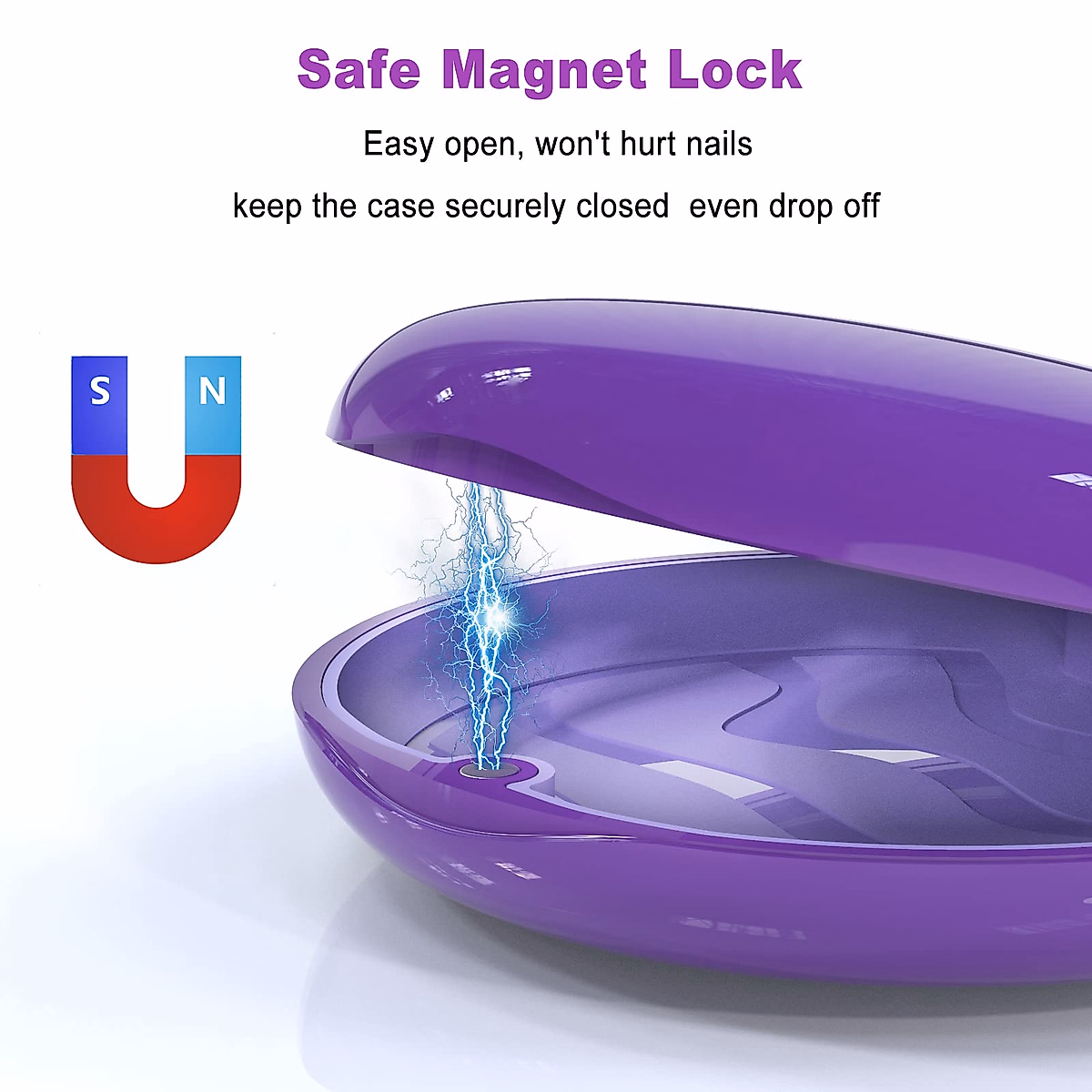 Aligner Case with Magnetic Closure and Textured Liner, Solid Orthodontic Retainer Case with 2Pcs Aligner Removal Tools, for Invisalign, Aligner, Night Guard (Purple + Pink)