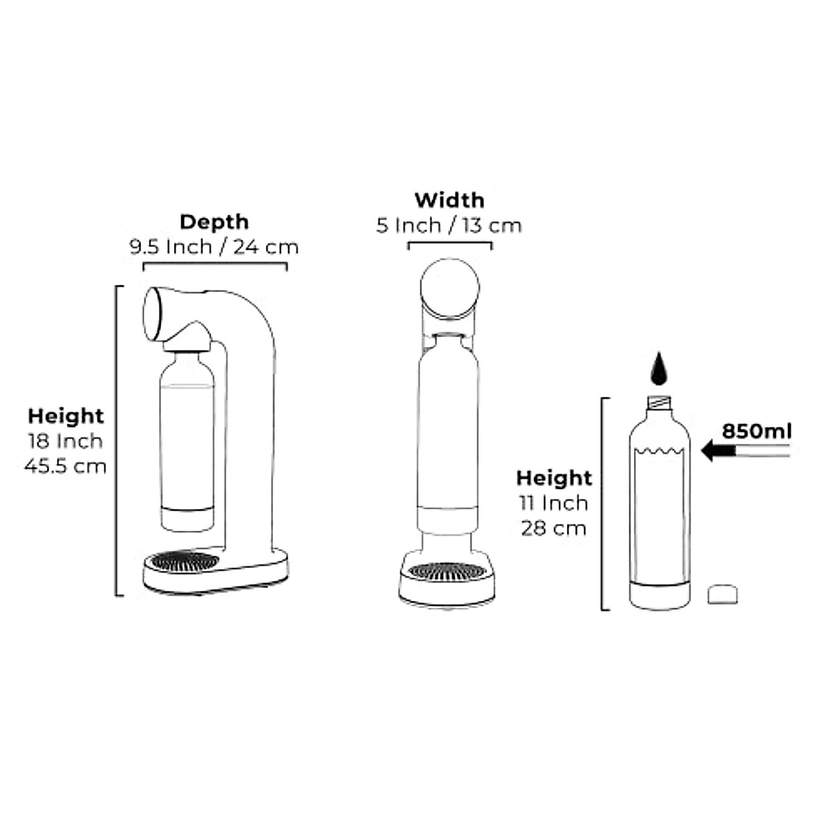 AWA Carbonator Sparkling Water Maker – Soda Streaming Machine – with Gift Box – Award-Winning Design – Metal Accents – Dishwasher Safe BPA Free 1L Bottle – Soda Maker – Soda Machine – Water Carbonator Cordless And Stylish European Design – Seltzer & Carbo