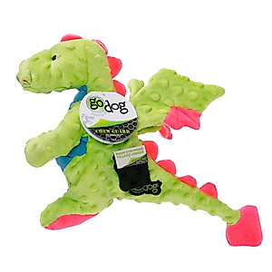 goDog Bubble Plush Dragons Squeaky Dog Toy, Chew Guard Technology - Green, Large