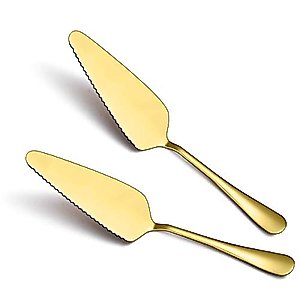 Kyraton Gold Cake Pie Pastry Server Pack Of 2, Wedding Cake Knife And Server Set, Stainless Steel Golden Cake Cutter Wedding Cake Cutting Set, Cake Serving Set