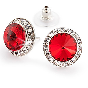 Star Light Crystal Jewelry | Colorful Rhinestone Pierced Earrings for Dance, Pageant, Prom, Performance, Wedding or Special Event Honey/Gold 15mm