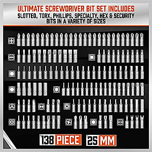 HORUSDY 208-Piece Professional Screwdriver Bit Set, Chrome Vanadium Steel Driver Bit Set, Includes Security Bits