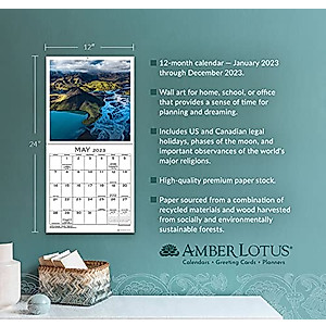 The Soul of Iceland 2023 Wall Calendar: Traveling Through the Land of Fire and Ice | 12" x 24" Open | Amber Lotus Publishing