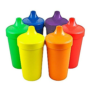 Re-Play Made in USA 10 Oz. Sippy Cups for Toddlers, Pack of 6 - Reusable Spill Proof Cups for Kids, Dishwasher/Microwave Safe - Hard Spout Sippy Cups for Toddlers 3.13" x 6.25", Multicolored