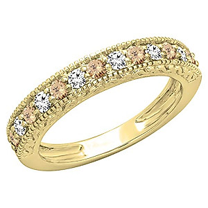 Dazzlingrock Collection 0.55 Carat (ctw) 14K Champagne & White Diamond Stackable Wedding Band for Women 1/2 CT, Yellow Gold, Size 5.5