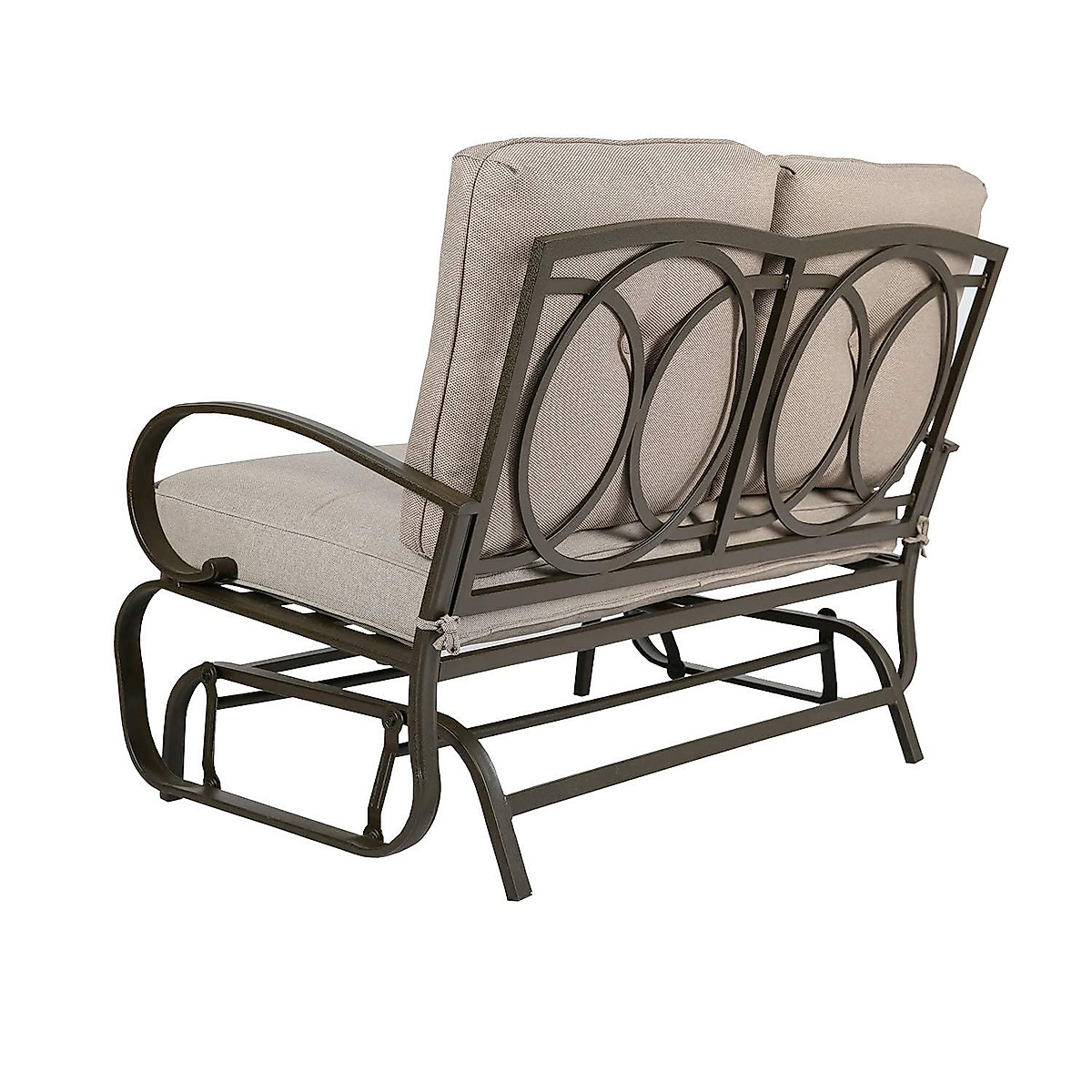 PATIO TREE Outdoor Patio Glider Bench Loveseat - Cushioned 2 Person Rocking Seating Swing Chair for Patio, Beige