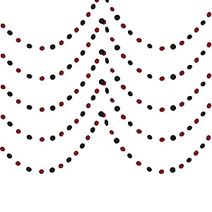 Red and Black Circle Garland, UNIIDECO Paper Dots Banner, Happy Birthday Baby Bridal Shower Bachelorette Party Streamer Backdrop Supplies, Classroom Cieling Bulletin Board Decor