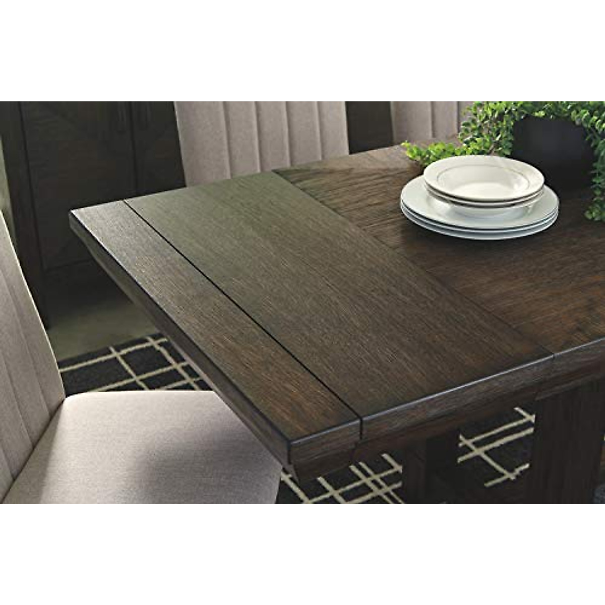 Signature Design by Ashley Dellbeck Casual Rectangular Dining Extension Table, Seats up to 8, Dark Brown
