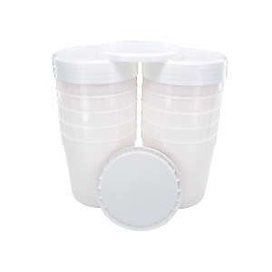 Poly Farm 2.5 Gallon Semi-transparent Ice Cream Tub with Lid (White Lid, 10)