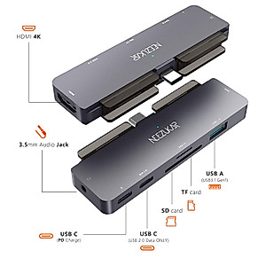 7-in-1 USB C Hub Adapter Multiport, with 4K HDMI, USB C PD Fast Charging and SD - Dongle Compatible with iPad Pro 2020 2018,iPad Air4, MacBook Pro / Air and More