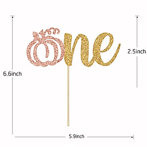 Pumpkin One Cake Topper, Little Pumpkin 1st Birthday Decorations, Girl Pumpkin Baby Shower Party Supplies, Rose Gold Glitter