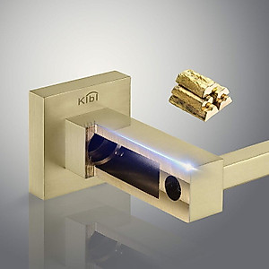 KIBI Cube Bathroom Hardware Set 5 Piece Bathroom Accessories Set | Towel Bar, Towel Ring, Toilet Paper Holders, Robe Hooks (Brushed Gold) (C-KBA15-5)