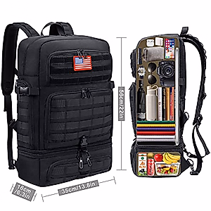 BERTASCHE Lunch Backpack for Men, 17 inch Laptop Backpack for Work Travel Camping Tactical Molle Daypack, Black