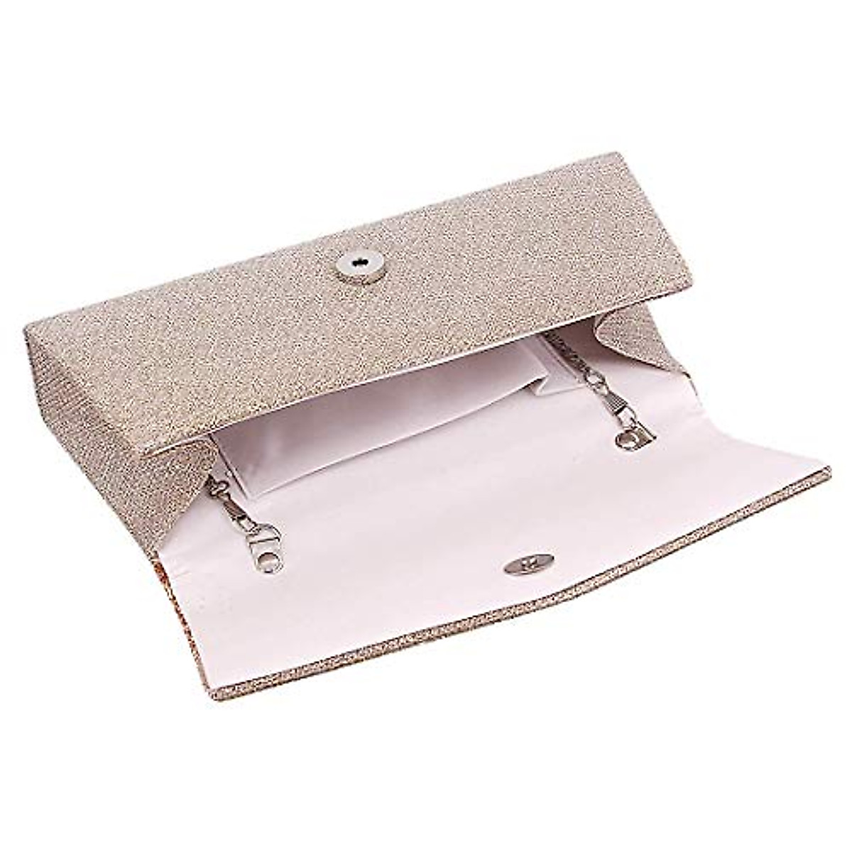 Naimo Flap Dazzling Clutch Bag Evening Bag With Detachable Chain (Champagne)