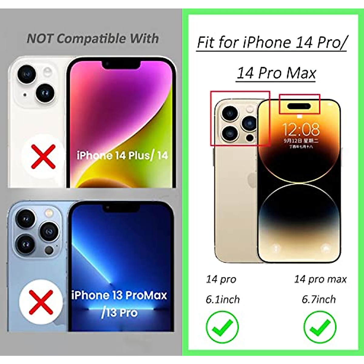 Hlija 3PCS Rear Back Camera Lens Protector Tempered Glass for iPhone 14 Pro/ 14 Pro Max - HD Clear Full Coverage Guard