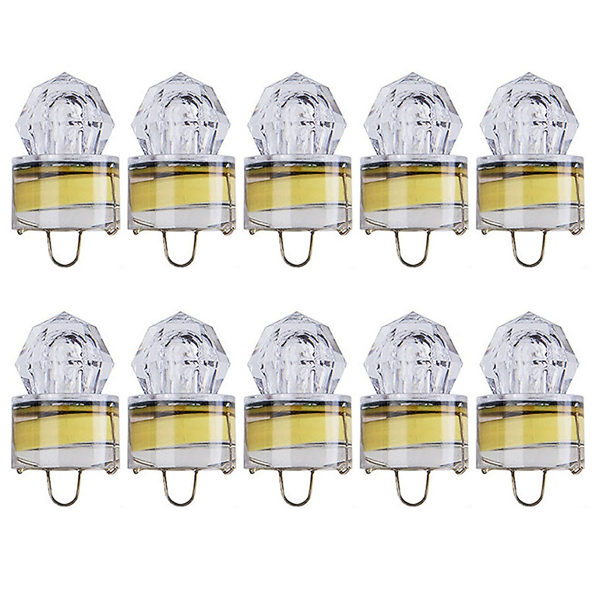 Edearkar LED Fishing Light Underwater 10-Pack Deep Drop Lights Waterproof Diamond Tubular Underwater Colorful Fishing Lure Light Attractants for Tuna Swordfish