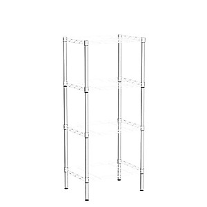 4 Tier Wire Shelving Unit, Height Adjustable Wire Shelves with 264 LBS Capacity, Metal Storage Rack Organizer for Laundry, Kitchen, Bathroom, Pantry, Closet (9.8"D x 13.7"W x 31.5"H, Silver)