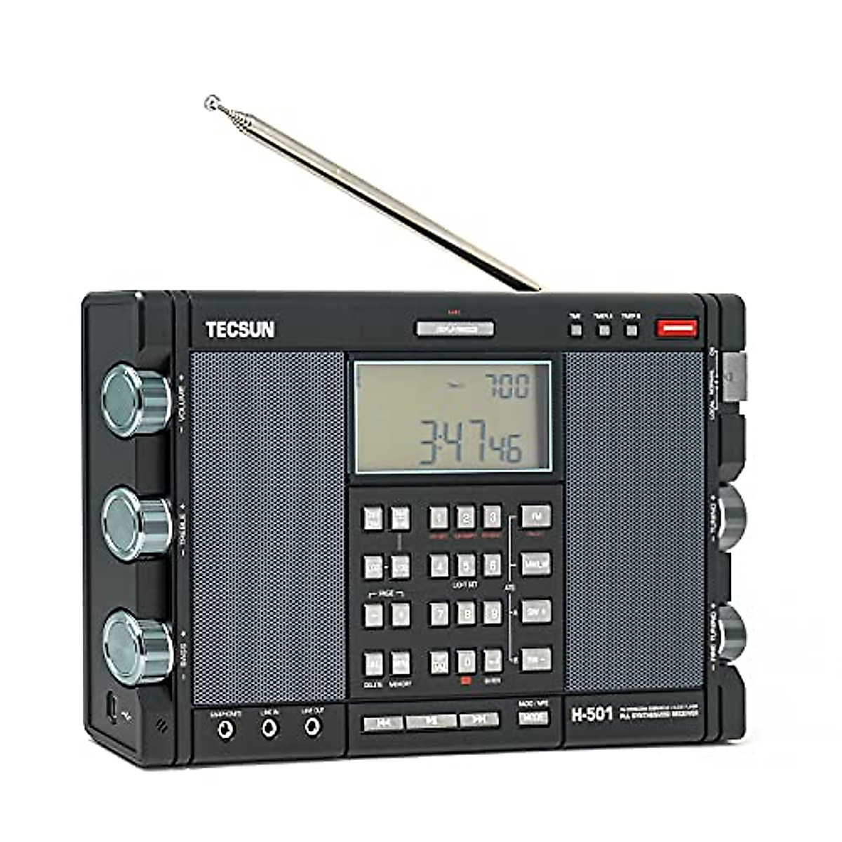 Tecsun H501 Digital Worldband AM/FM Shortwave Longwave Radio with SSB Reception, Dual Speakers, & MP3 Player, Matte Black