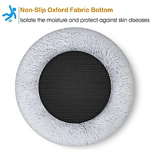 Calming Dog Cat Bed, Cozy Nest Sofa Bed Cushion, Anti-Anxiety Donut Cuddler Warming Cozy Soft Round Bed, Fluffy Faux Fur Plush Cushion Bed for Small Medium Dogs and Cats, Pink