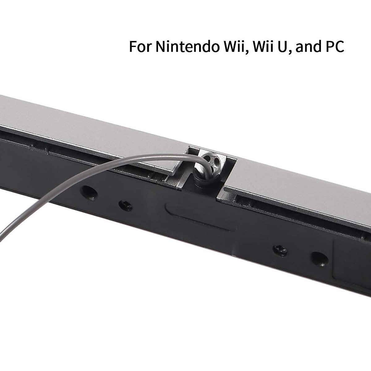 Aokin USB Sensor Bar for Wii, Replacement USB Wired Infrared Ray Sensor Bar for Nintendo Wii, Wii U, Includes Clear Stand, Silver/Black