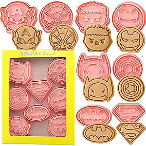 Crethinkaty Cartoon Cookie Cutter-8 Plastic Cookie Stamp- Cartoon Fun Cookie Mold, Children's Baking Set.