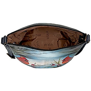 Anna by Anuschka Women's Genuine Leather Medium Crossbody with External Zipper Pocket | Hand Painted Original Artwork | Northern Cardinal