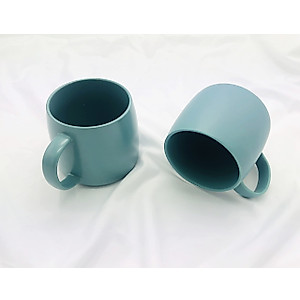 2 Pack Ceramic Cups, Porcelain Mugs With Handle, Smooth Ceramic Cups For Coffee, Tea, Milk, Cocoa (Blue)