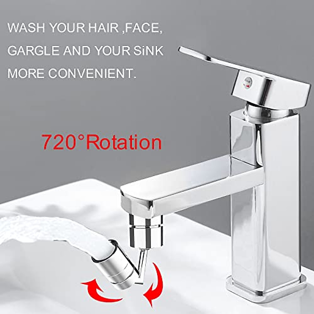 XUERZAT 720 Degree SwivelKitchen Faucet Aerator ，Universal Anti - Splash Sink Attachment 2 Modes faucet extender,for athroom Face Washing, Gargle & Eye Flush adapter