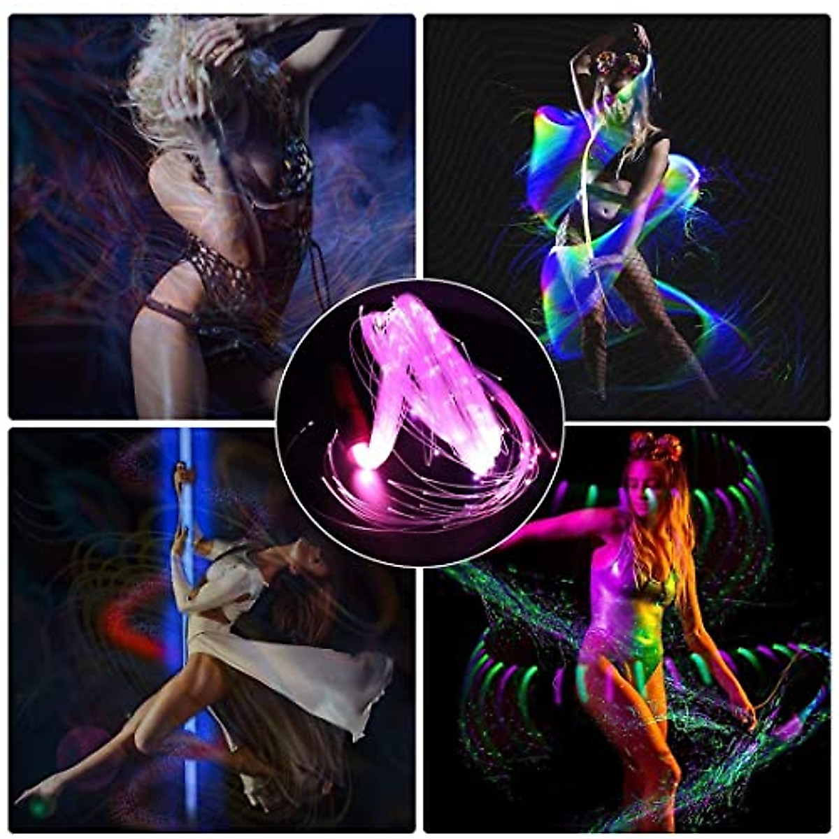 COMLZD LED Whip Fiber Optic Whip Dance Space Whip Super Bright Light 10 Color Effect Mode 360°Swivel for Rave Accessories, Parties, Light Shows, EDM Music Festivals